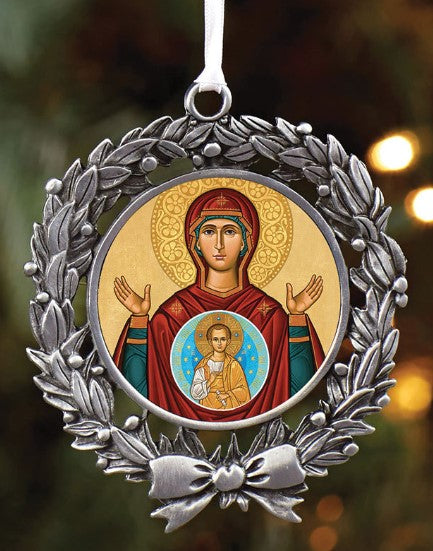 Our Lady of the Sign Pewter Tree Ornament – Community of St. Benedict